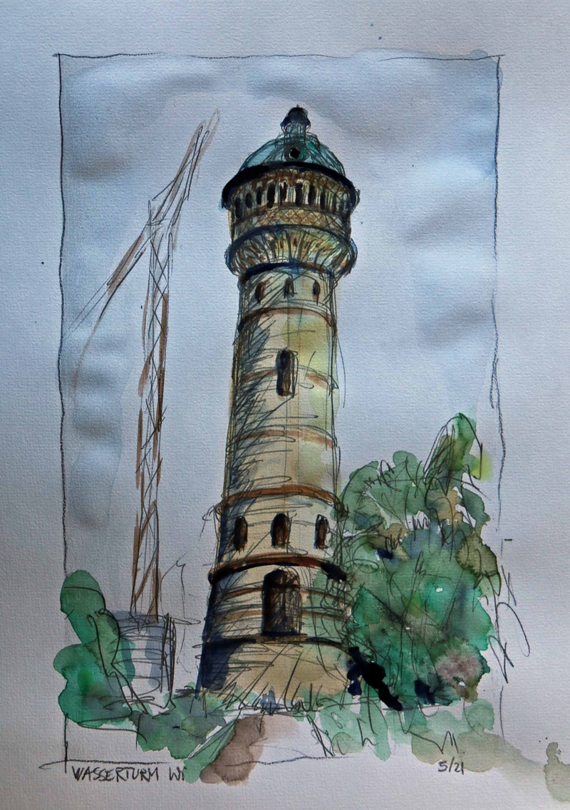 „Route der Industriekultur“ – Wassertürme – Urban Sketchers Rhein-Main